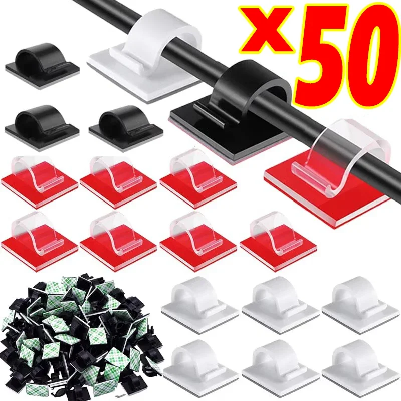 Cable Clips Adhesive Cable Organizer Sticky Wire Clip Cord Organizer ...