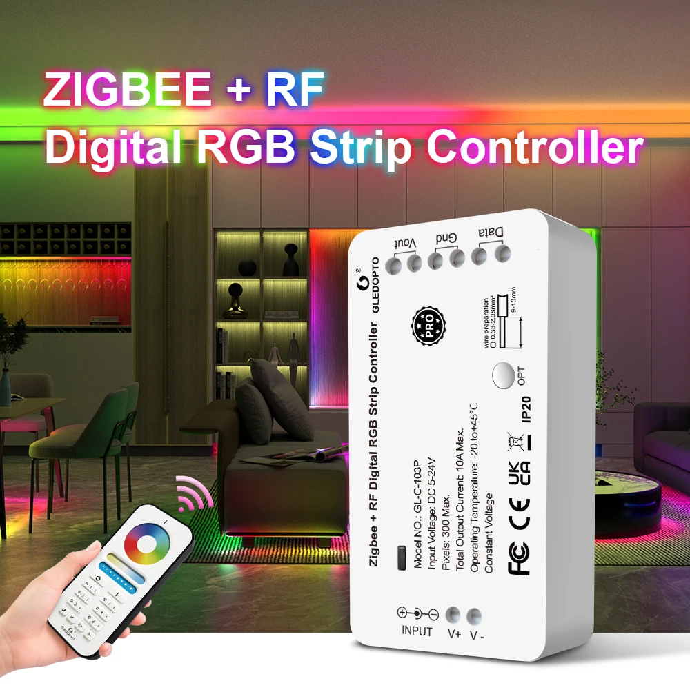 ZigBee RF LED 픽셀 컨트롤러, 주소 지정 가능 스트립 조명 제어, 동적 조명 효과, WS2811, WS2812, 유연한 RGBIC용| | - AliExpress