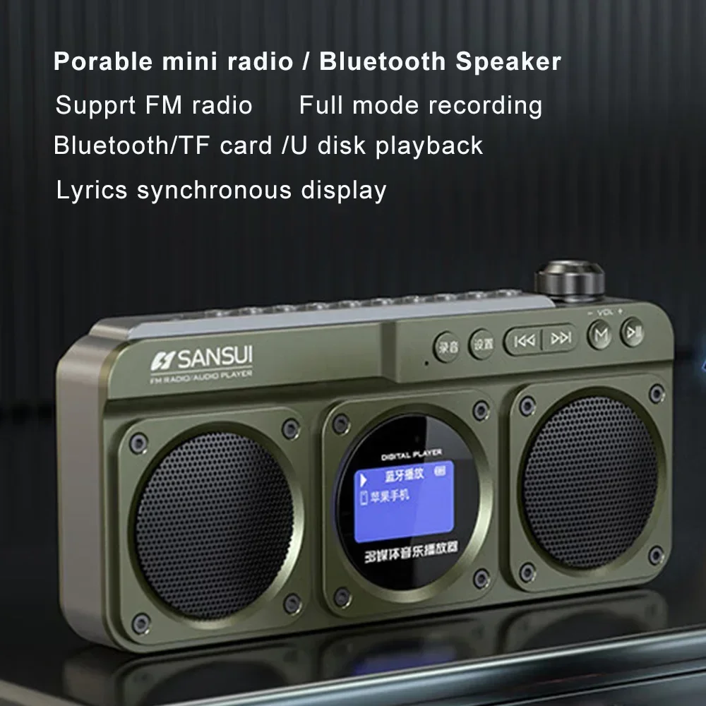 Small-Portable-Radio-with-Bluetooth-Speaker-Multi-function-LED-Clock ...