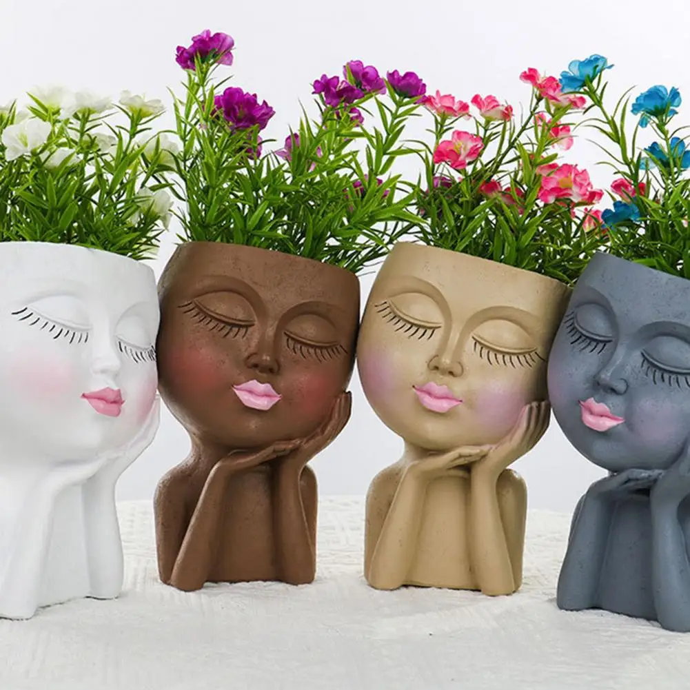 Maceta de plantas para cara y cara maceta decorativa de resina para maceta-de-plantas-para-cara-y-cara-maceta-decorativa-de-resina-para