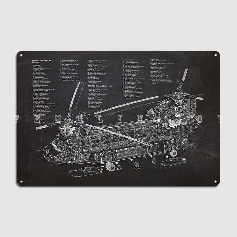 Boeing-Vertol-Ch-47d-Chinook-Metal-Plaque-Poster-Wall-Pub-Decoration ...
