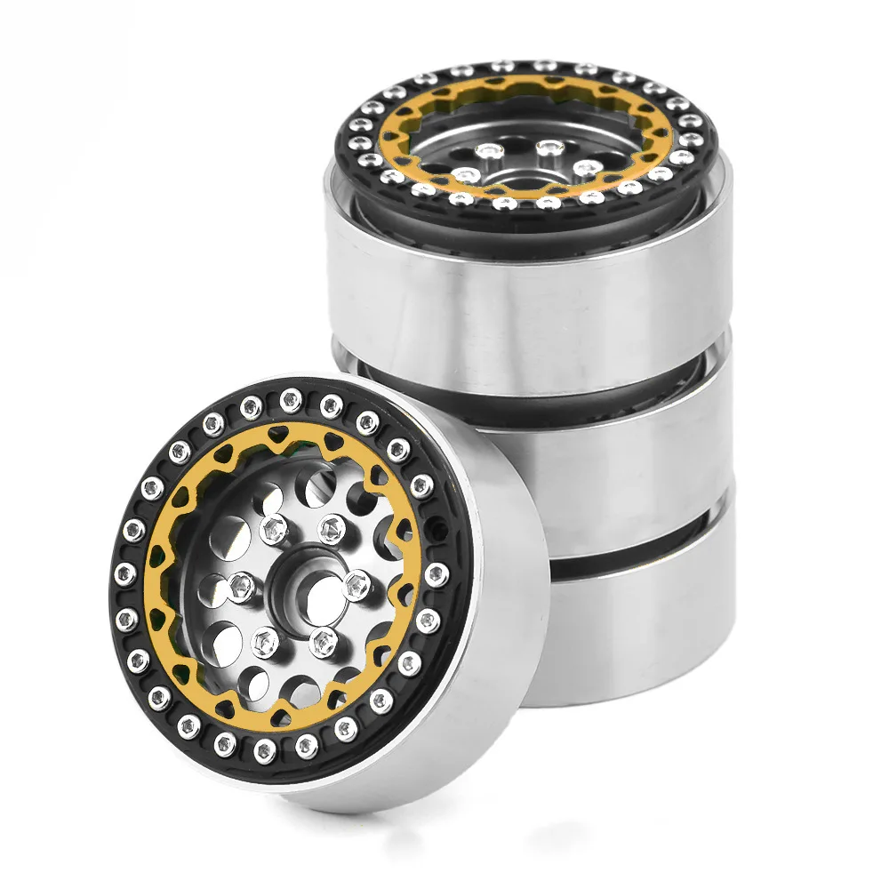 4PCS 1/10 RC Rock Crawler Aluminum 1.9 Beadlock Wheel Rims for Axial ...