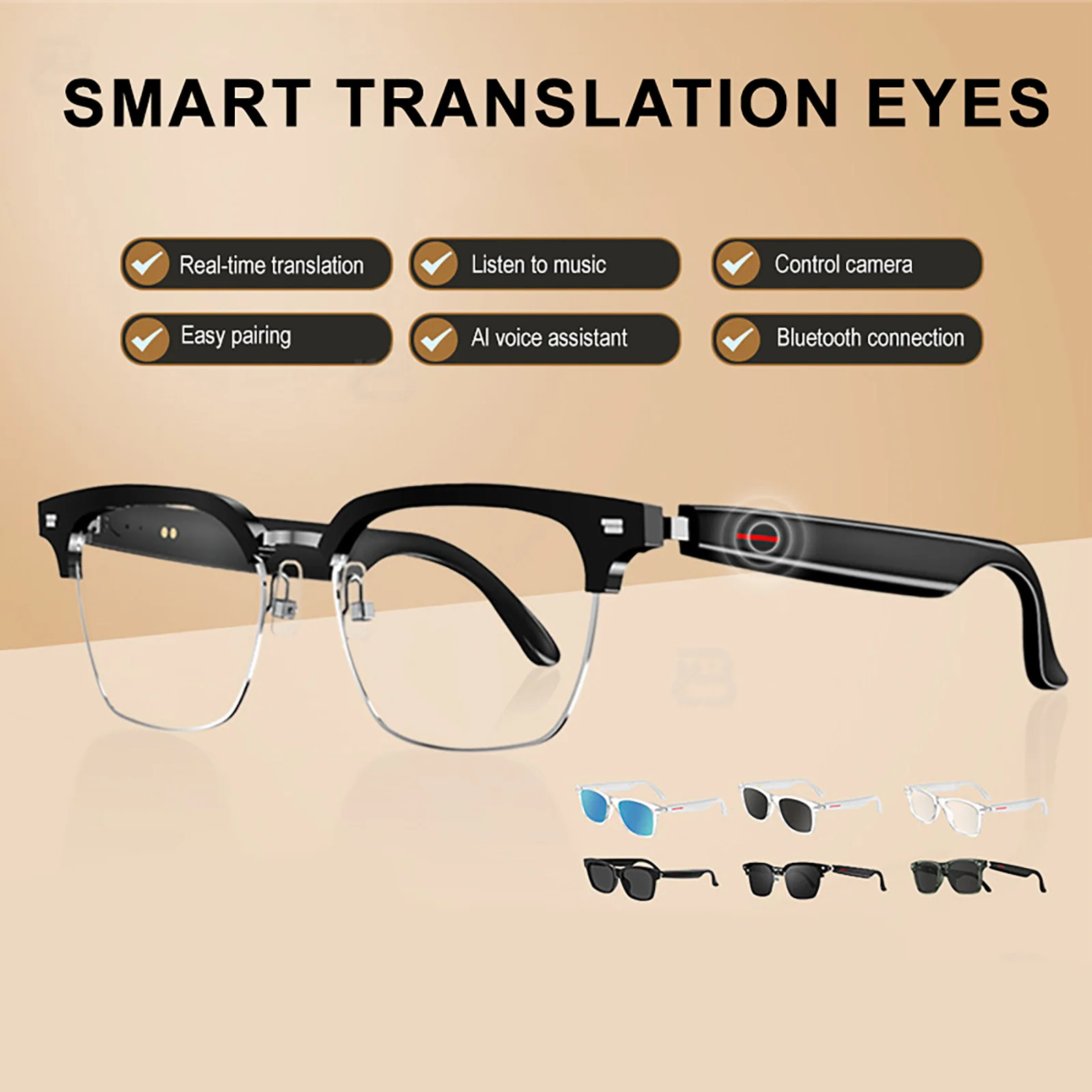 3 In 1 Smartglasses & Translator & Headset with Microphone Voice ...
