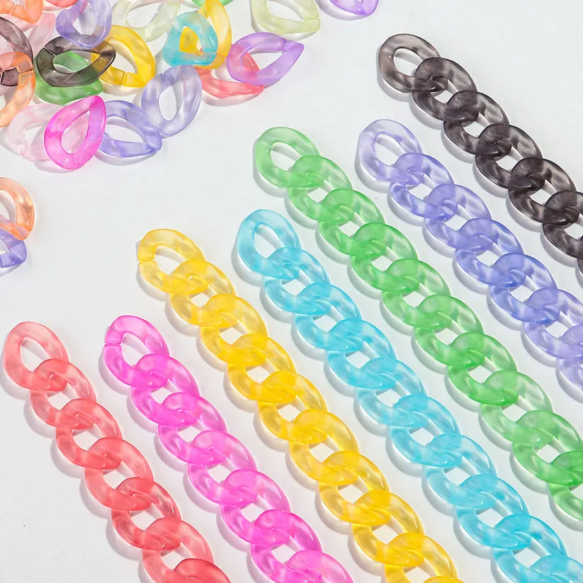 40pcs/lot 17x23mm Frosted Coloful Acrylic Geometric Link Chain Loose ...