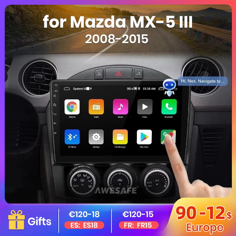 Awesafe Px9 Ai Voice 2 Din Android Auto Radio For Mazda Mx-5 Iii 3 Nc ...