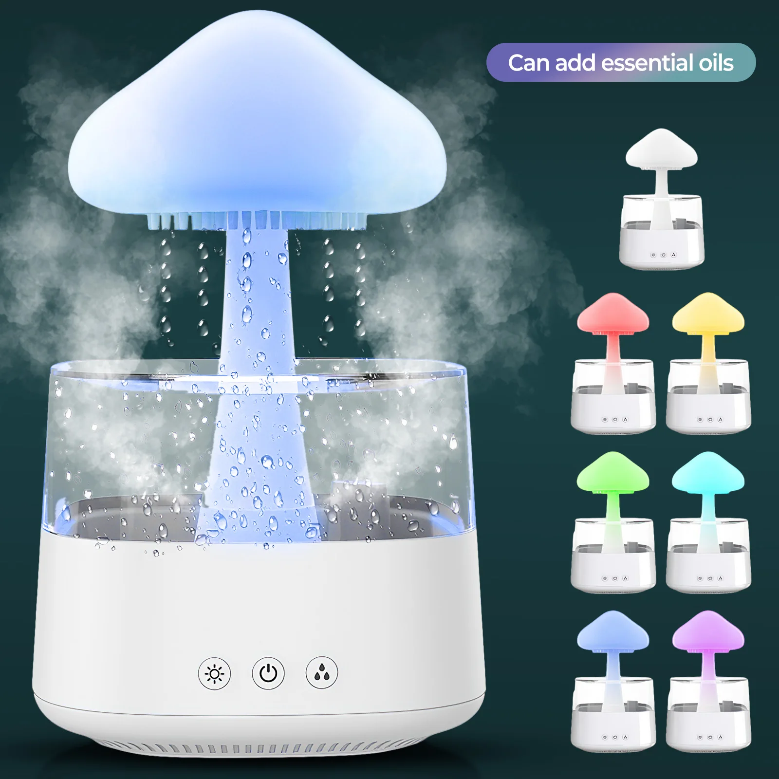USB-Colorful-Night-Lights-Air-Humidifier-Mushroom-Rain-Aroma-Diffuser ...