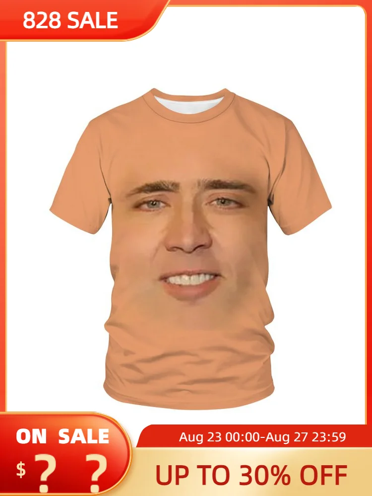 Funny Printing T-Shirt Actor Nicolas Cage 3D Printed Streetwear Men ...