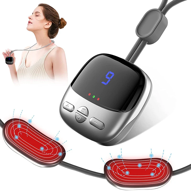 Mini-Portable-Hanging-Neck-Massager-With-Heat-Electric-EMS-TENS-Pulse ...