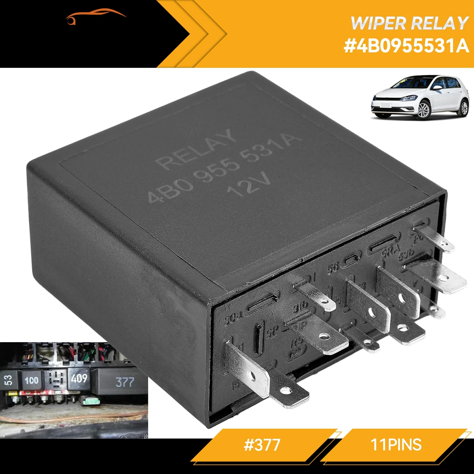 377 11 Pin Intermittent Delay Wiper Motor Control Relay For VW Golf ...