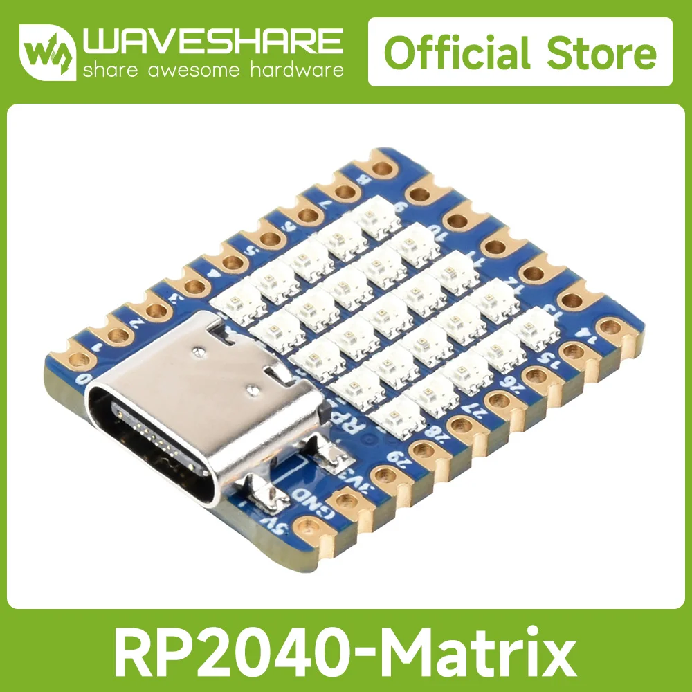 Waveshare RP2040-Matrix Development Board, Onboard 5×5 RGB LED Matrix ...