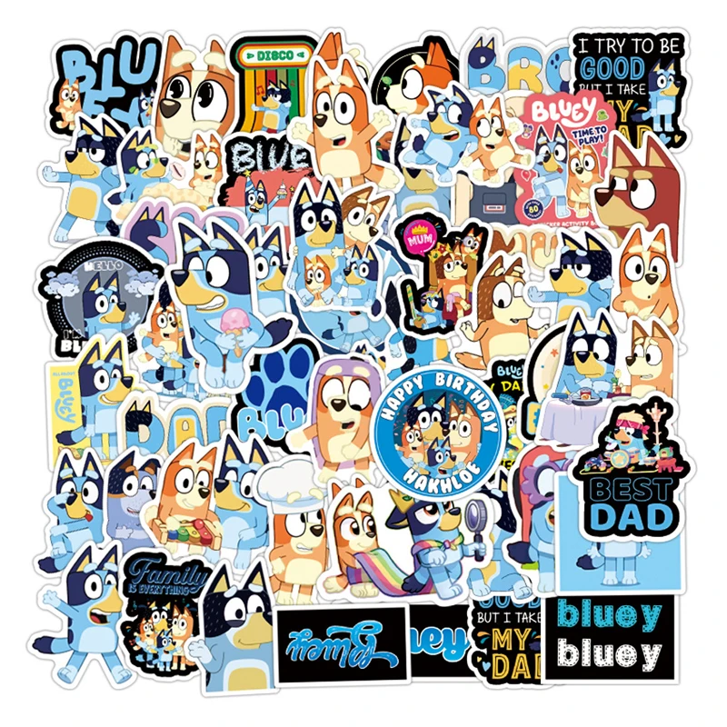 50-teile-beutel-Cartoon-Bluey-und-Bingo-Hund-Familie-Anime-Aufkleber-f ...