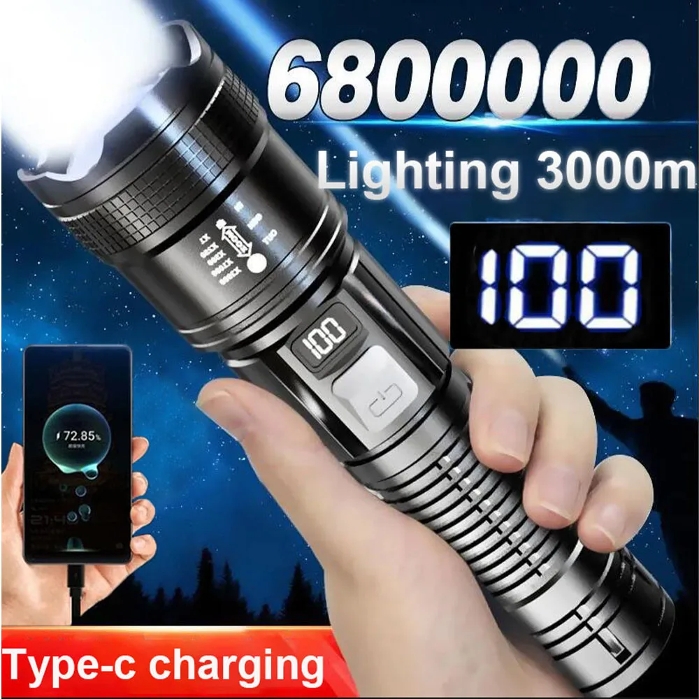 Portable-Rechargeable-LED-Flashlights-High-Power-Military-Tactical ...