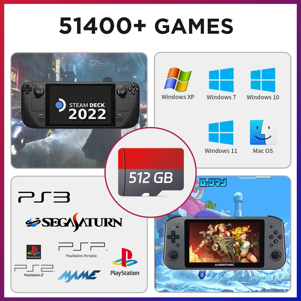 Batocera TF/게임 카드, 스팀 데크, 윈도우 PC, MAC, 휴대용 게임 콘솔, PS3, SS, - 티몬