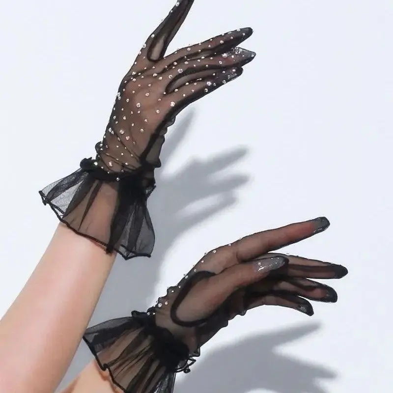 Women Sexy Transparent Shiny Pole Dancing High Stretch Gloves Stage ...