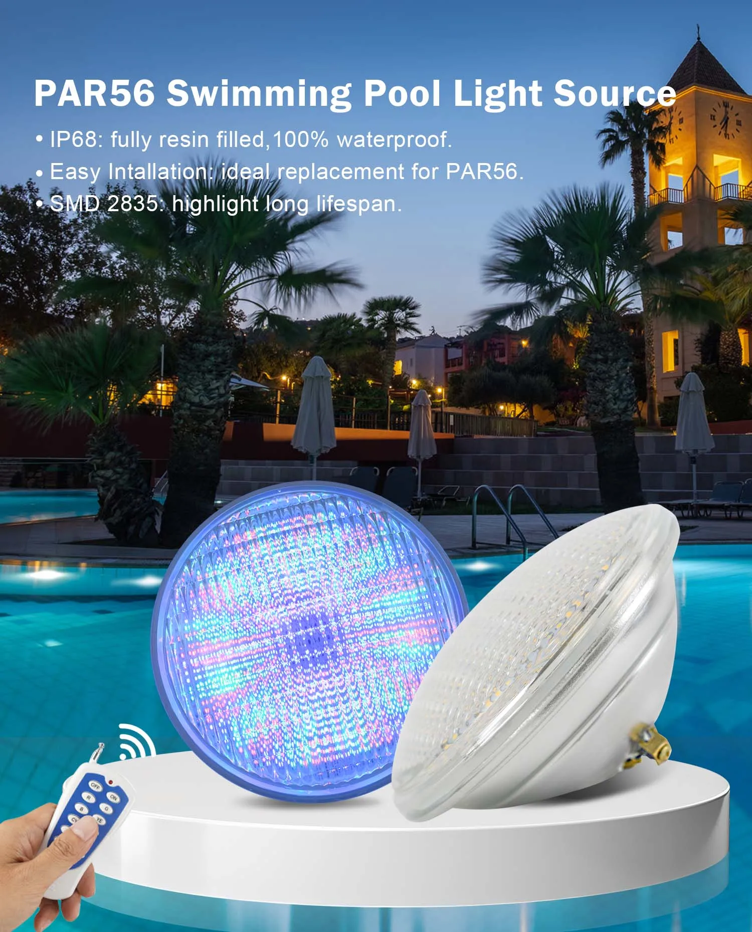 PAR56 LED Pool Light 12v 24v Par56 Par Underwater Submersible Ip68 ...