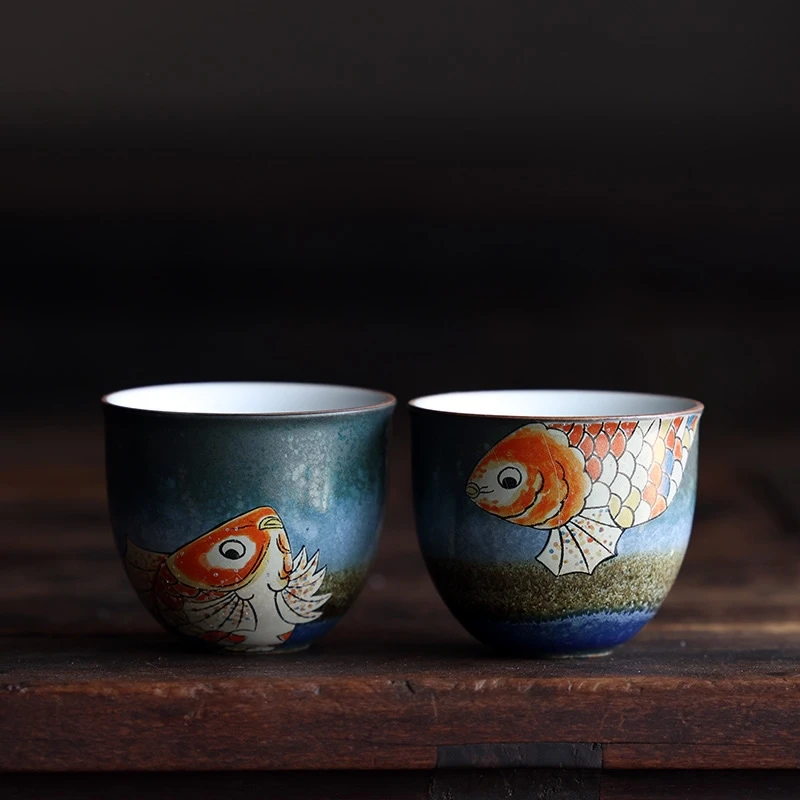 Fish Chinese Tea Cup Kiln Change Ceramic Kung Fu Teacup Beautiful Blue Teaware Sets A Cup Of Tea ...