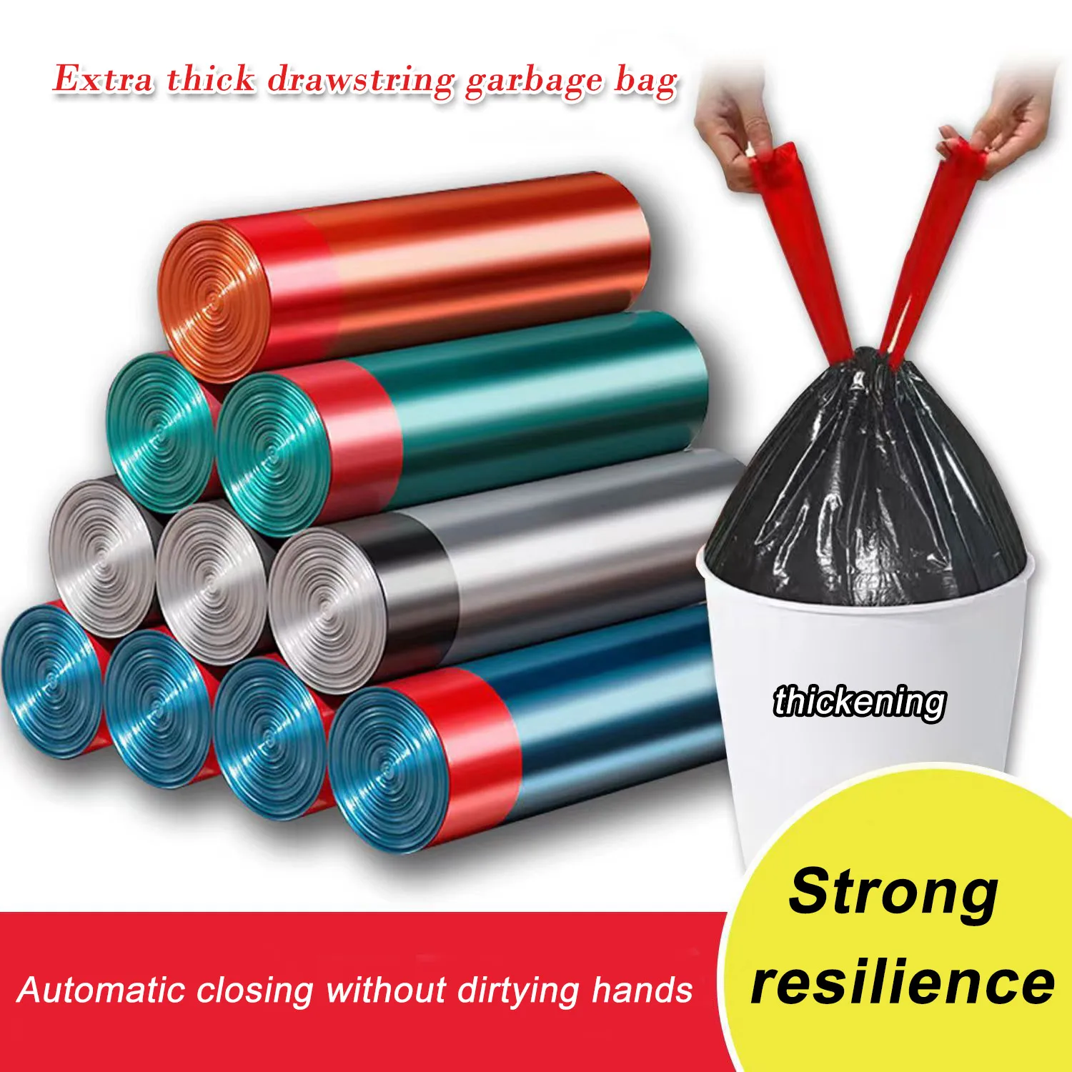 Household-Color-Garbage-Bag-Thickened-Draw-Rope-Portable-Automatic ...
