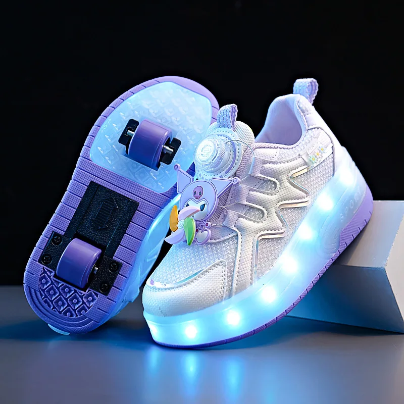 Two-Wheels-Children-LED-Shoes-Fashion-Swivel-Button-USB-Recharge-Roller ...
