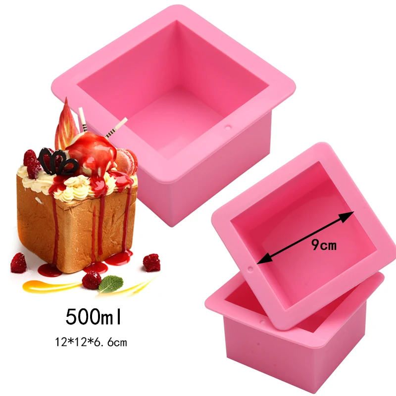 500ml Square Silicone Toast Molds Mousse Cake Bread Ice cream Soap ...