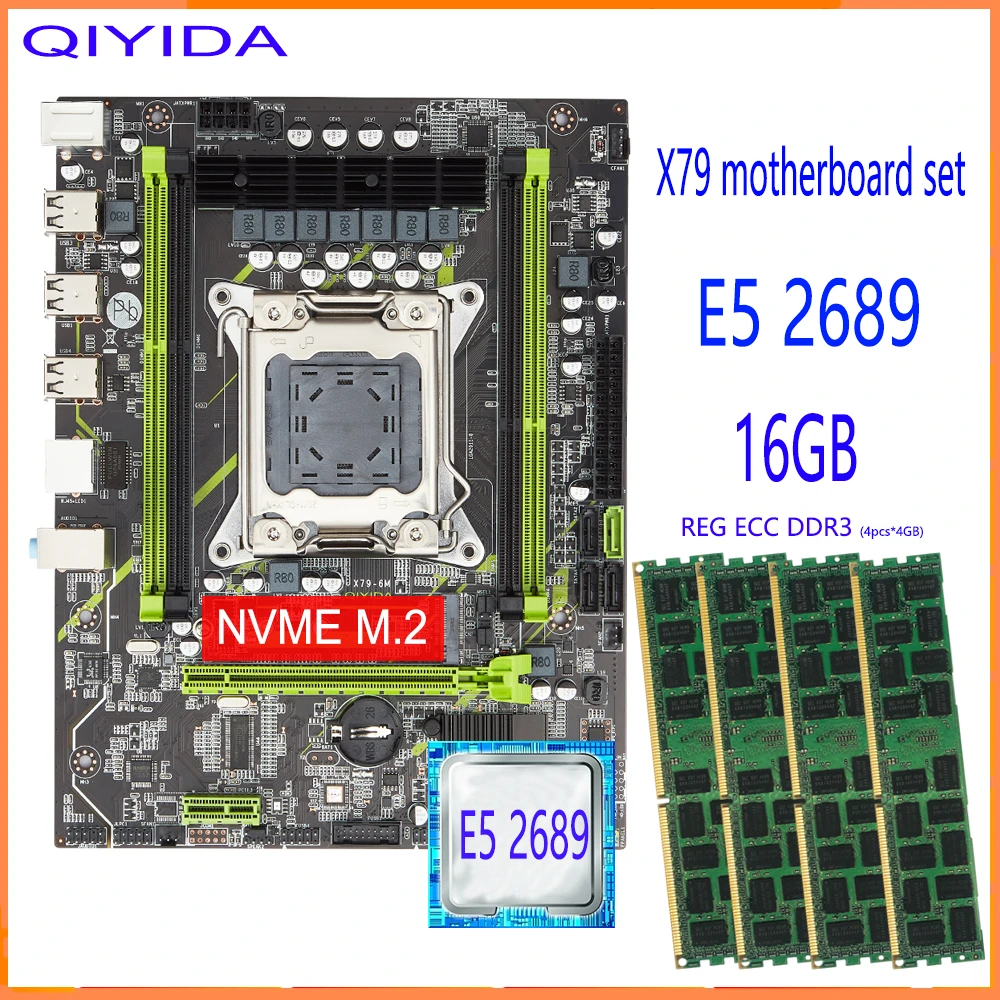 Qiyida X79 Conjunto De Placa-mãe Com Combos Lga2011 Intel Xeon E5 2689 Cpu 4 Pces X 4gb = 16gb ...