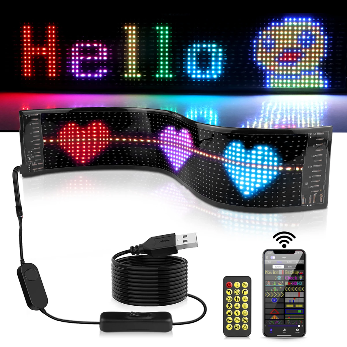 USB-Foldable-Scrolling-Message-display-Board-App-Soft-Flexible-Led-Panel-RGB-LED-Screen-Sign ...