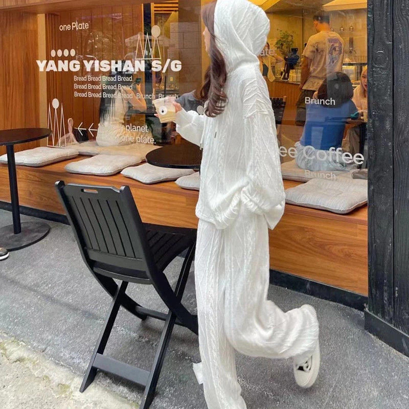 Ladies-Casual-Suit-White-Moonlight-Texture-Lazy-Wind-Suit-Spring ...