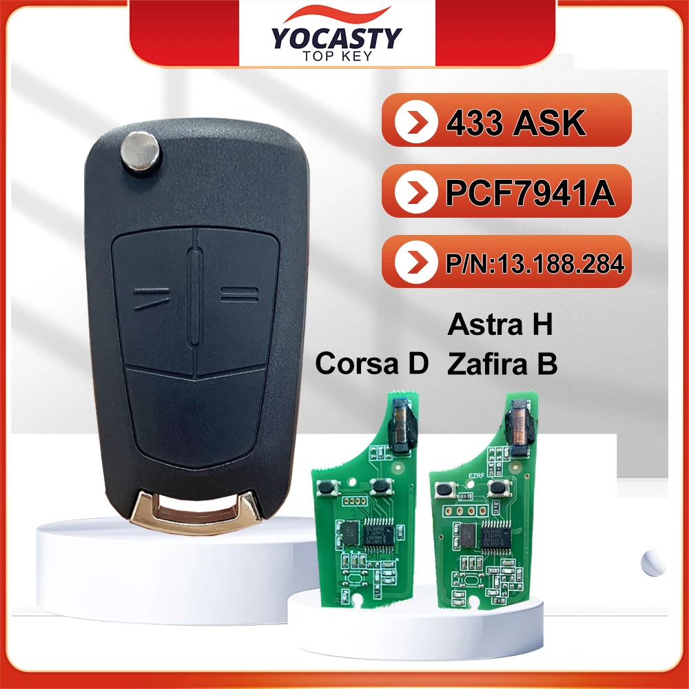 YOCASTY 736-743-A 2 Buttons Remote Flip Car Key PCF7941A 433MHz 46 Chip ...
