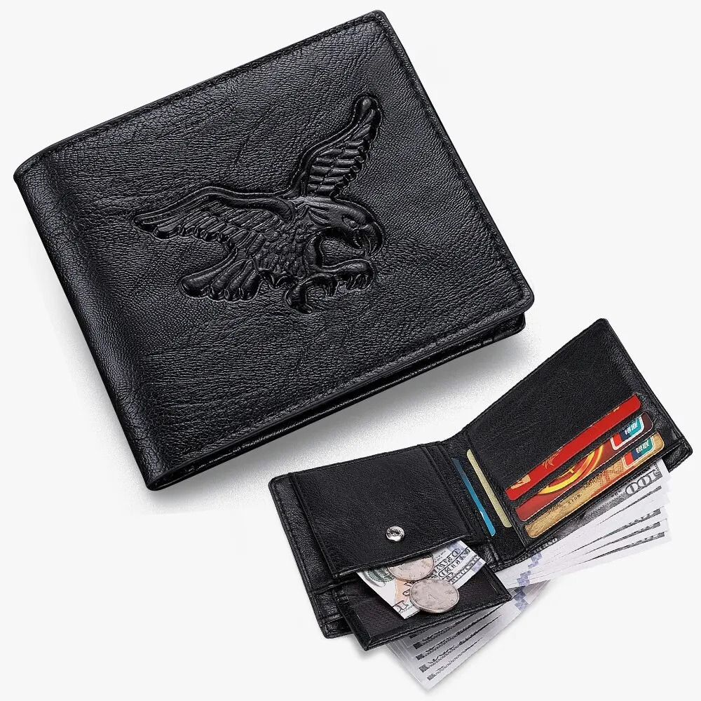 New-Men-Short-Wallet-3D-Eagle-Relief-Pattern-Casual-Credit-Card-Coin ...