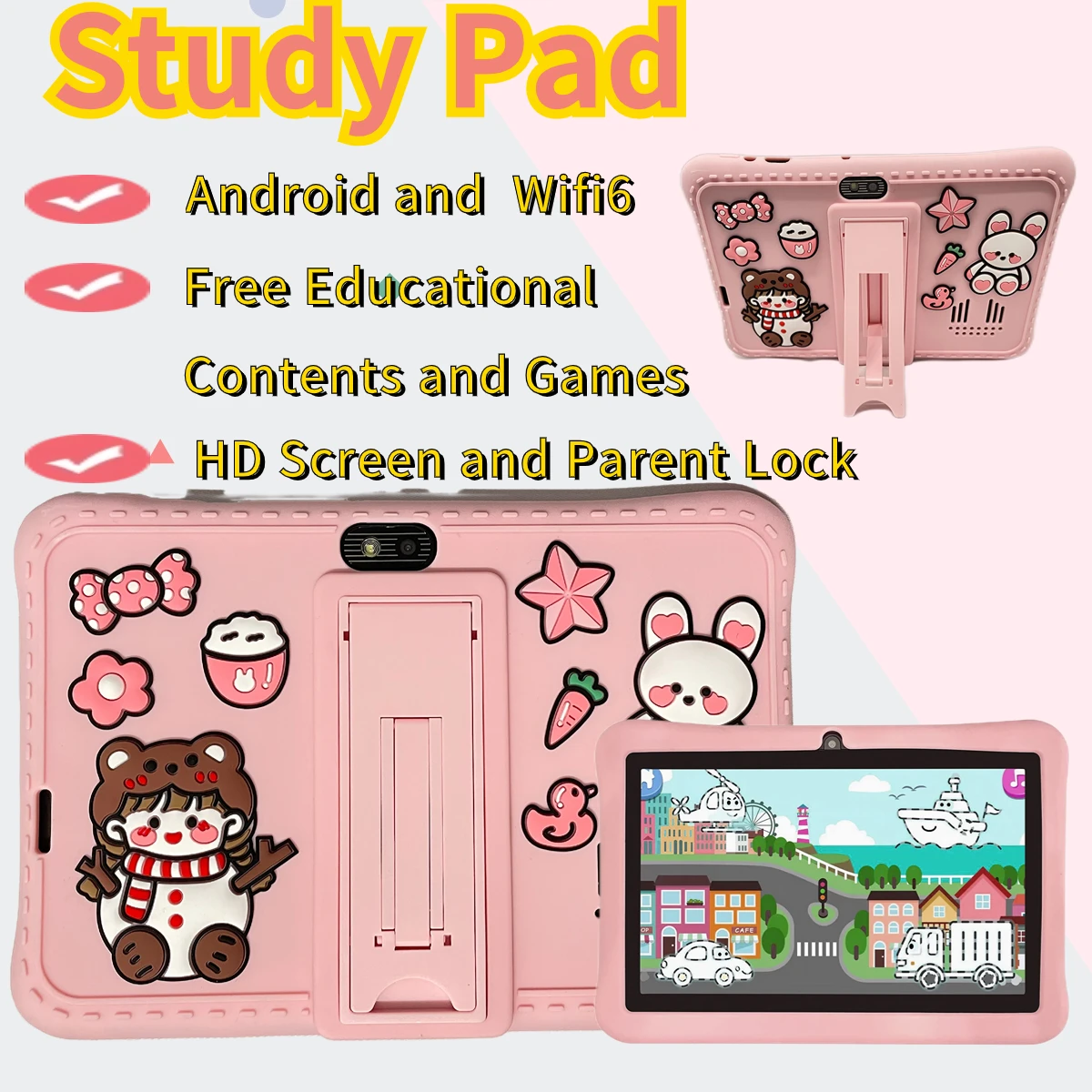 Kid-Study-Pad-7Inch-Toddler-Educational-Toy-Preschool-Study-4GDDR ...