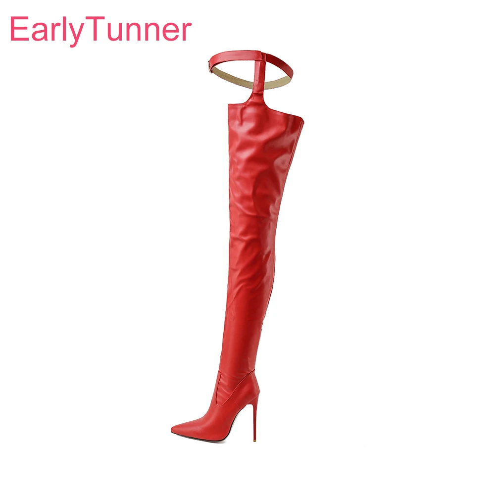 Brand New Sexy Red Black Women Over Knee High Stripper Boots High Heels ...