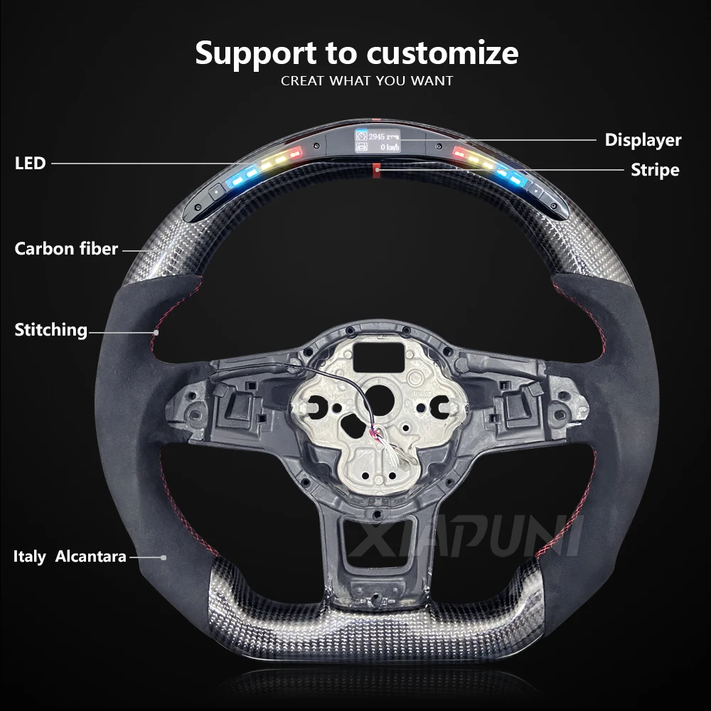 Customizable LED Steering Wheel for VW Golf 7 MK7/Mk7.5 GTI Scirocco ...