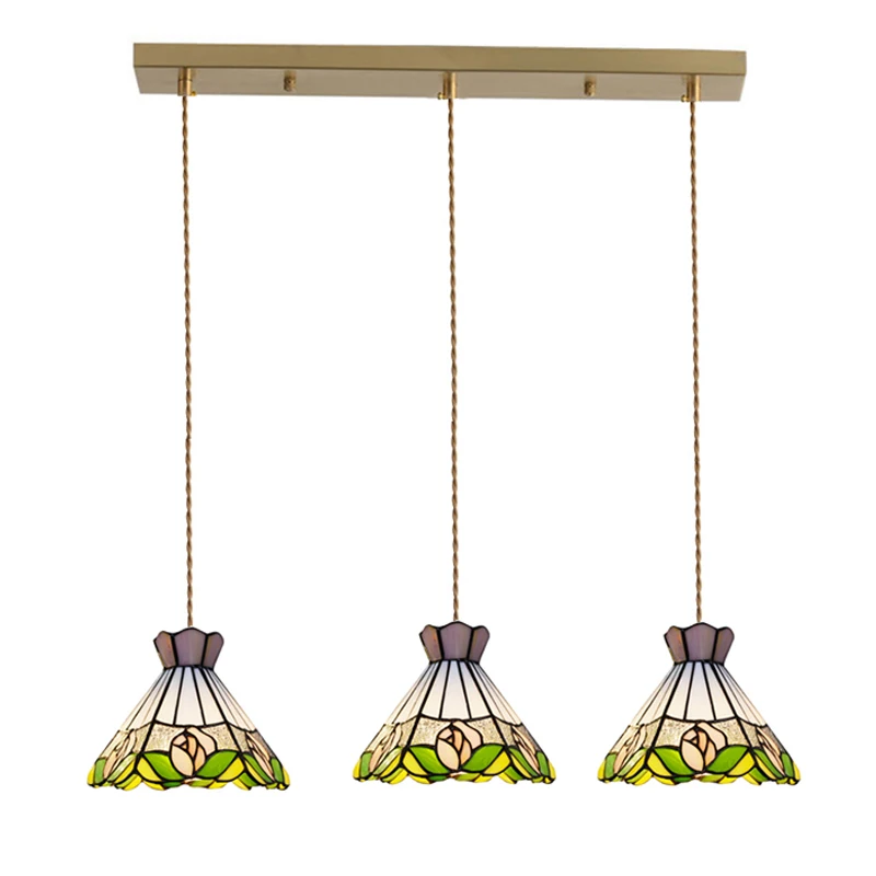 Europe France Style LED Pendant Light Fixture Tiffany Color Copper ...
