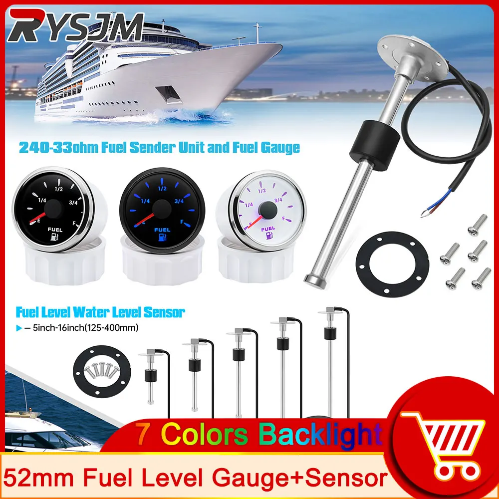 240-33ohm-Fuel-Float-Sensor-100mm-450mm-Fuel-Level-Gauge-7-Color-Light ...
