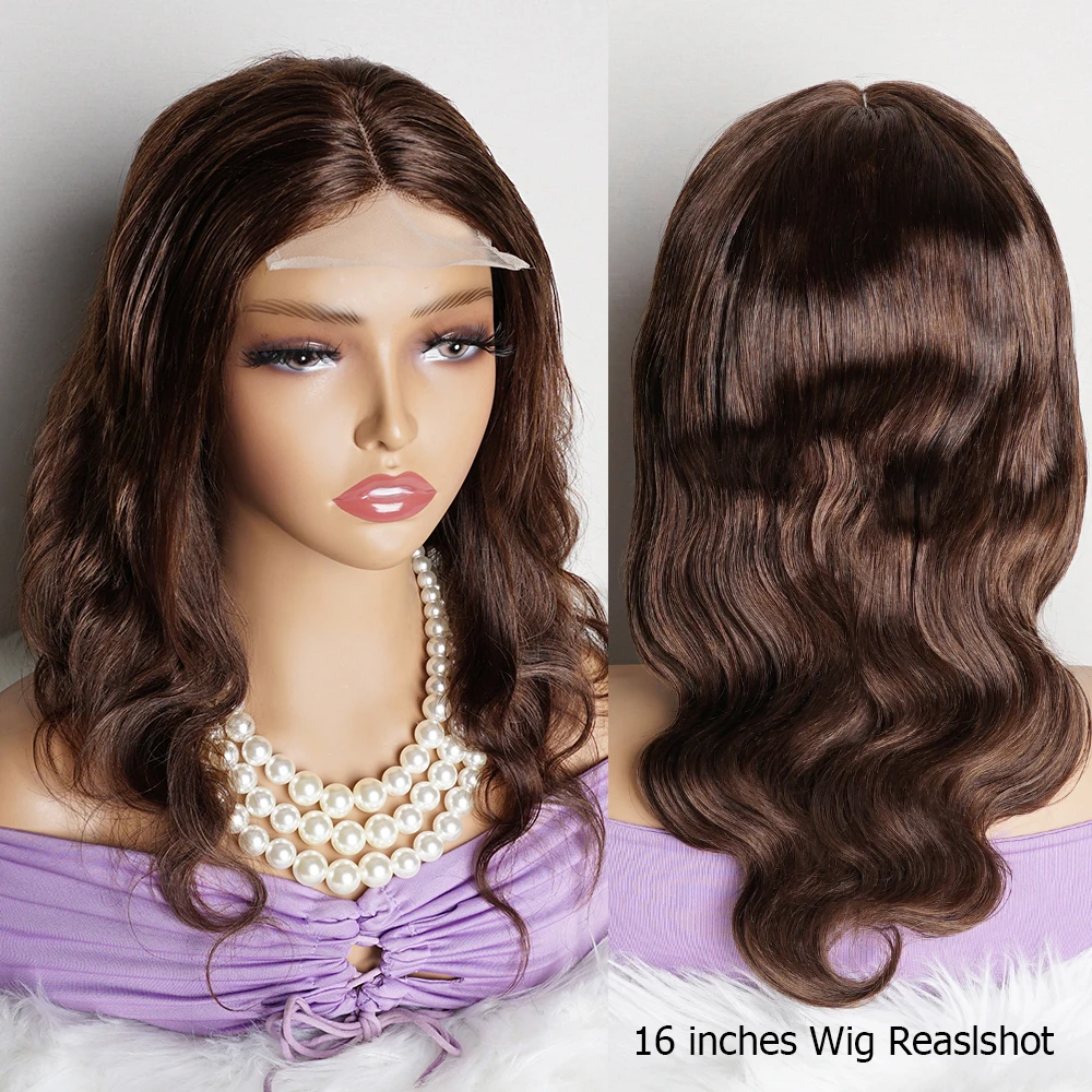 Brown Lace Front Wig Human Hair Wigs Body Wave Free Middle Part 13x4 ...