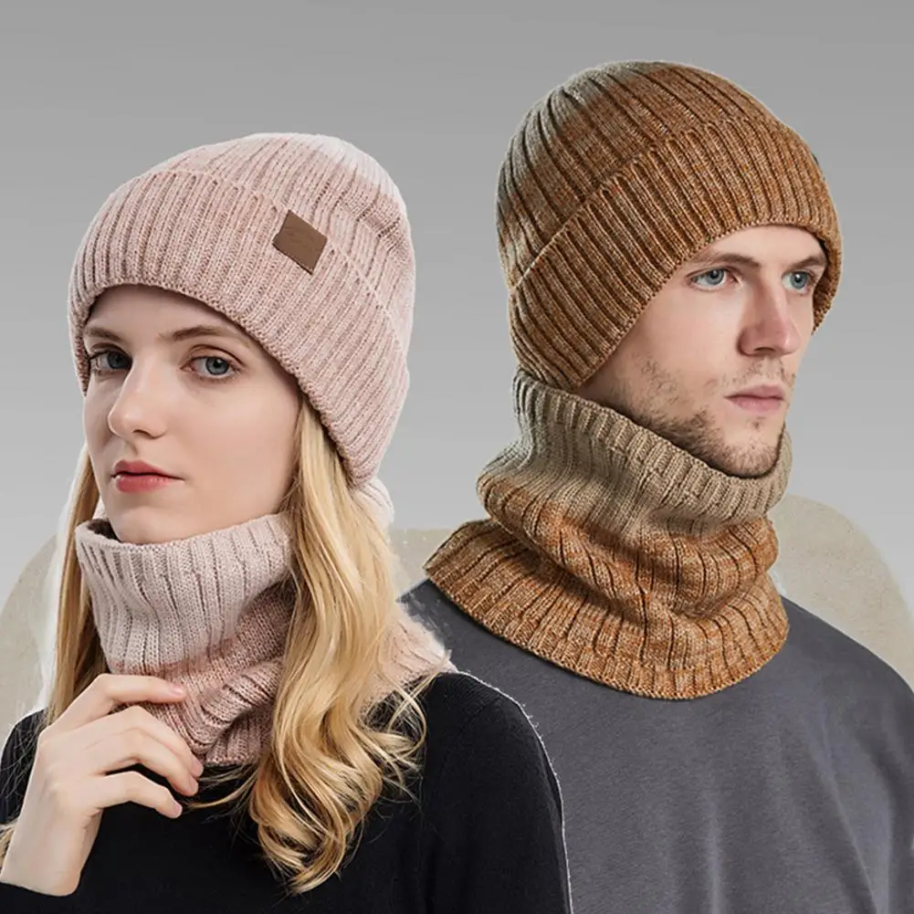 Unisex-Winter-Beanie-Hats-Snood-Set-Warm-Wavy-Knitted-Thermal-Hat-Neck ...