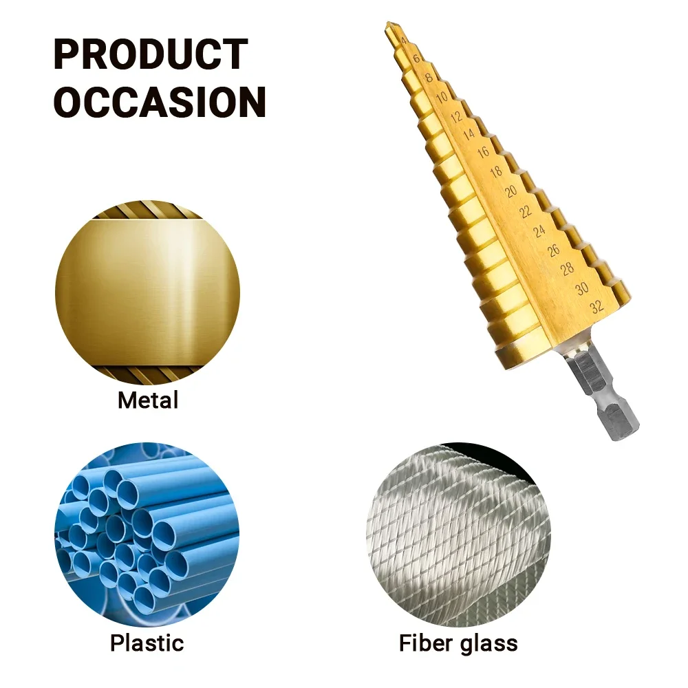 3-12mm-4-12mm-4-20mm-Hss-Step-Drill-Bit-Straight-Groove-DrillTitanium ...