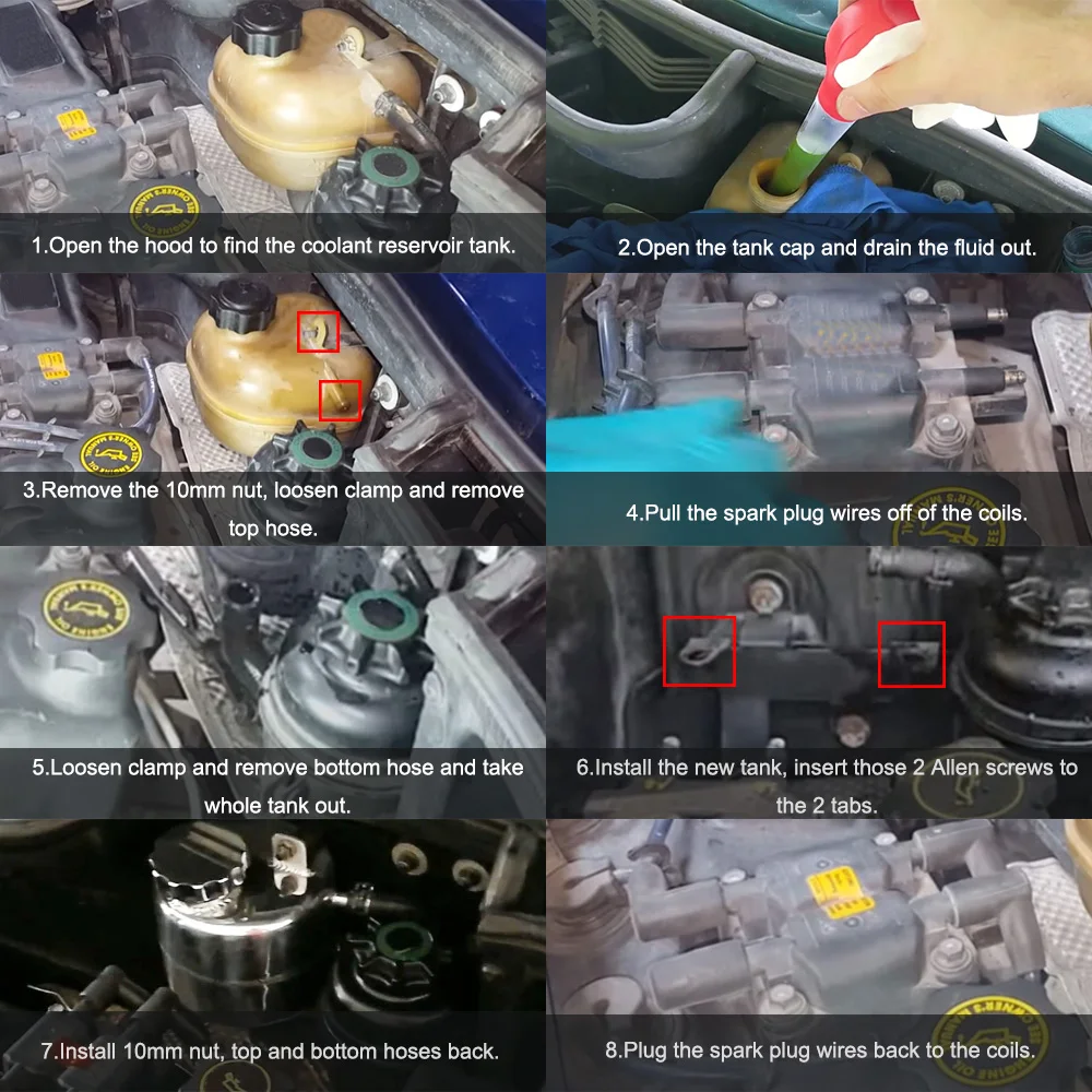 EPMAN Aluminum Coolant Header Expansion Overflow Water Tank & Cap ...