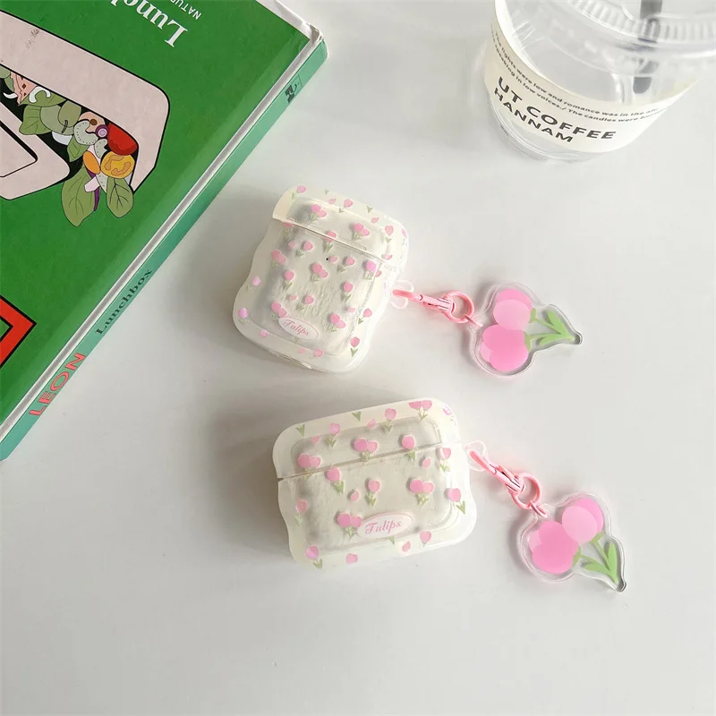 Pink-Tulip-Flowers-For-Apple-AirPods-1-2-Pro-Bluetooth-Headphone-Cover ...