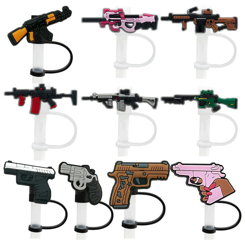 1PCS-PVC-Guns-Straw-Topper-Submachine-Guns-Straw-Cover-Drink-Spill ...