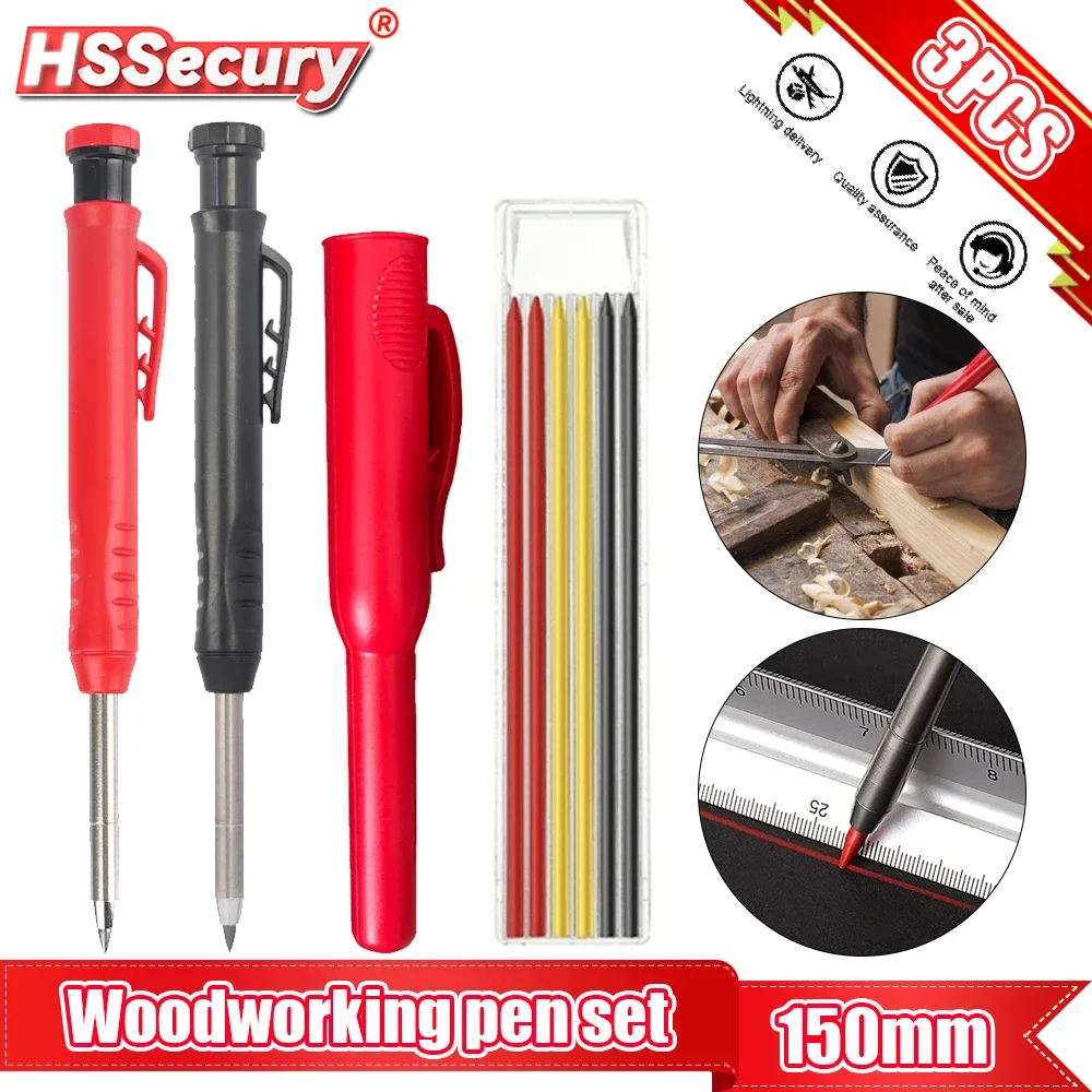Solid-Carpenter-Pencil-Set-Deep-Hole-Marking-Pencil-Scriber-Refill ...