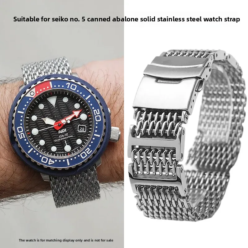 Stainless Steel Shark Milan Mesh Watchband For Seiko No. 5 Water Ghost ...