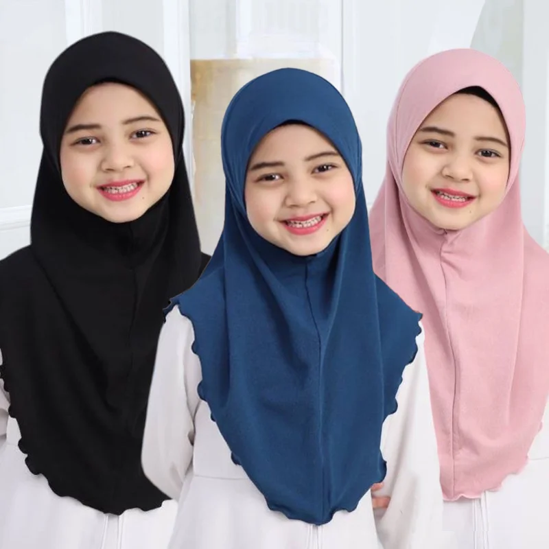H120-big-girls-plain-hijab-hats-muslim-scarf-islamic-headscarf-hat ...