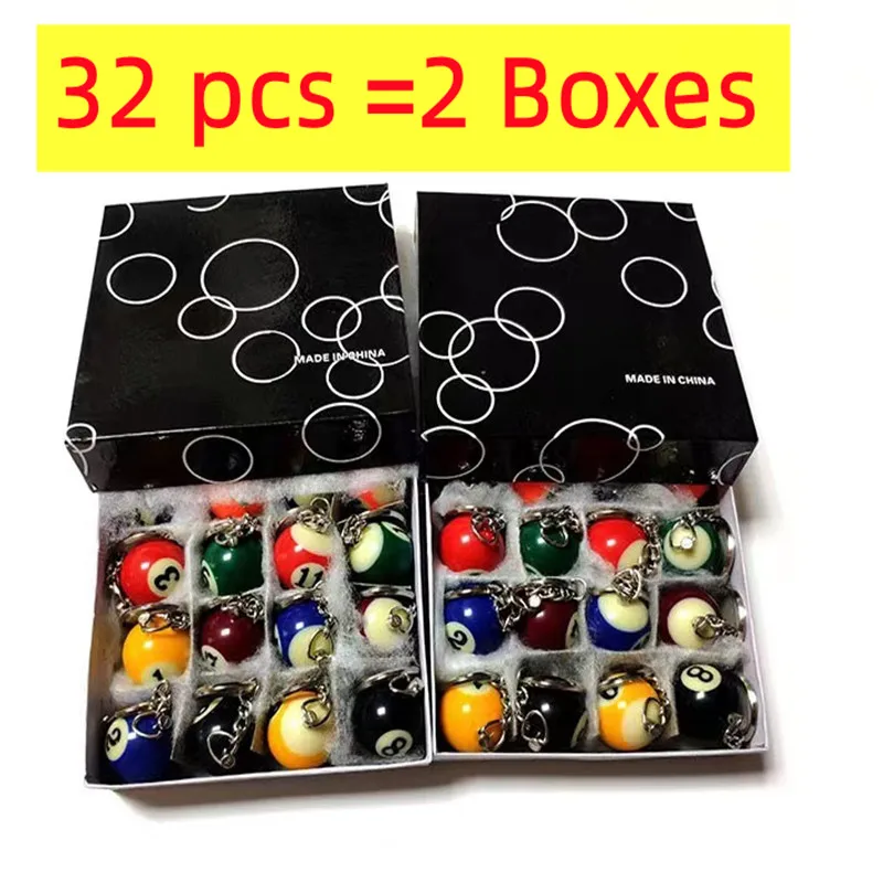 32pcs-Set-Mini-Billiards-Shaped-Keyring-Assorted-Colorful-Billiards ...