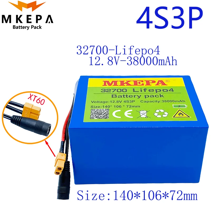 32700 Lifepo4 Battery Pack 4S3P 12.8V 38Ah 4S 40A 100A Balanced BMS for ...