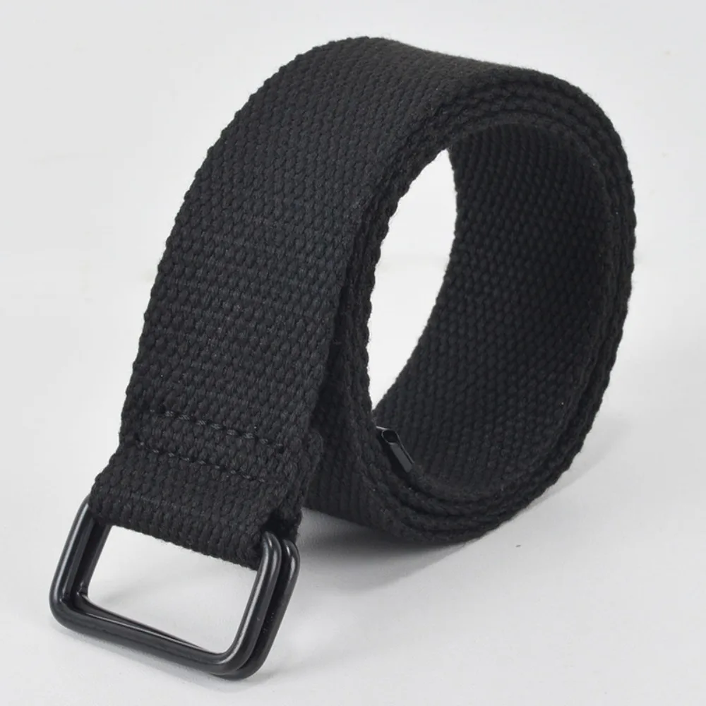 Double-Ring-Buckle-Canvas-Belt-Casual-Cloth-Fabric-Free-Punch-Buckle ...