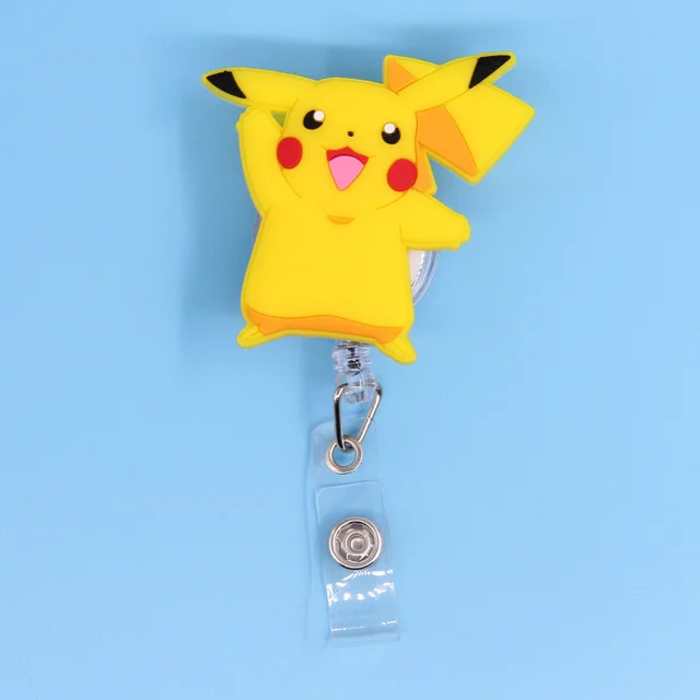 Pokemon Pikachu Psyduck Cartoon Retractable ID Lanyard Cute Badge Reel ...