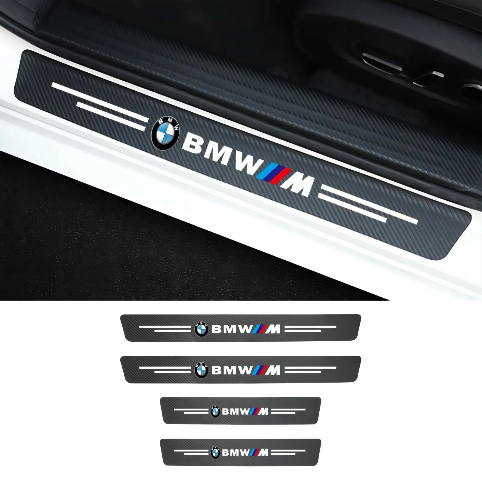 4PCS-Carbon-Fiber-Car-Threshold-Protector-Auto-Door-Sill-Cover-Sticker ...