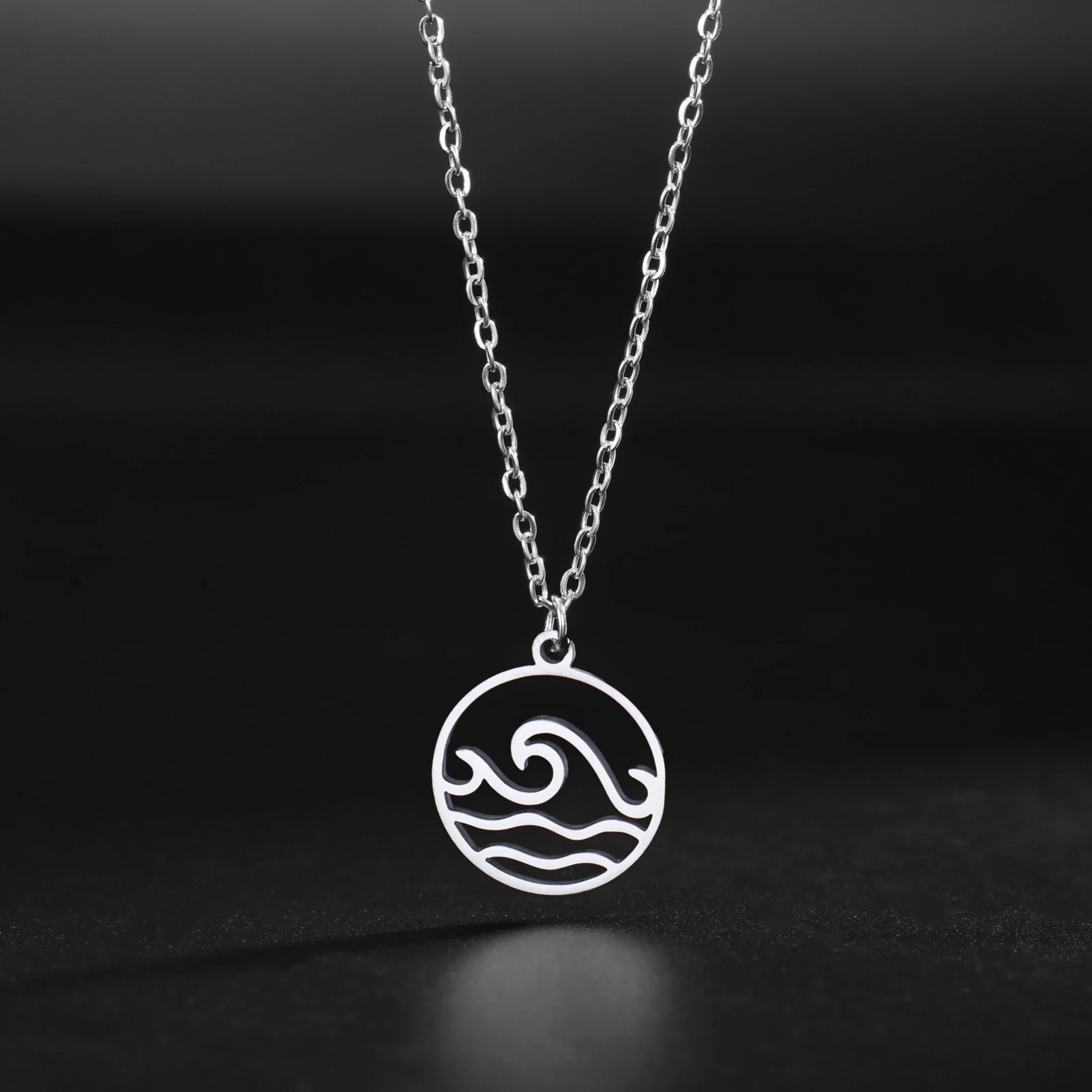 COOLTIME-Sea-Wave-Pendant-Neckalce-for-Women-Men-Stainless-Steel-Ocean ...