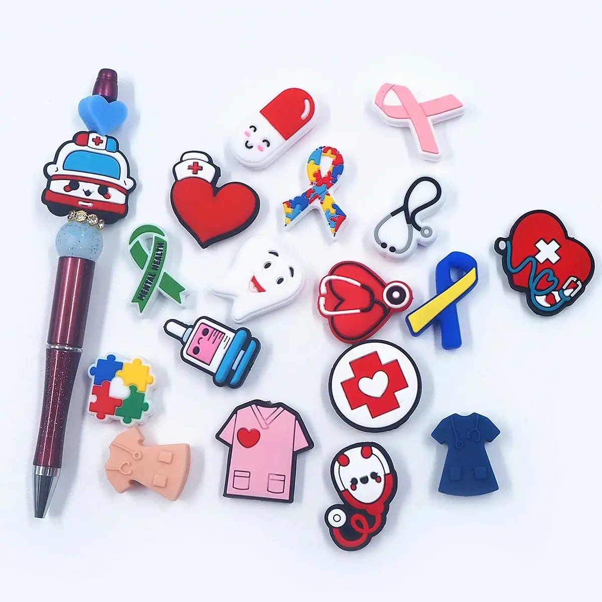 Chenkai-50PCS-Nurse-Hat-Doctor-Silicone-Focal-Beads-For-Beadable-Pen-Silicone-Charms-for-Pen ...