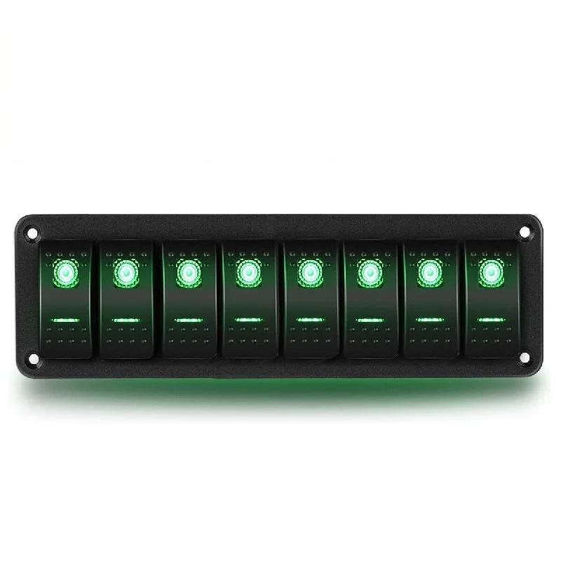 LED-Green-8-Gang-Toggle-Rocker-Switch-Panel-for-Car-Marine-Boat-RV ...